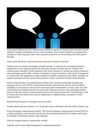 Assistive Technology for Speech Disorders | PDF