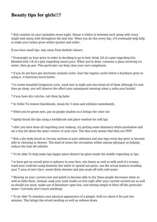 Beauty tips for girls!!? | PDF