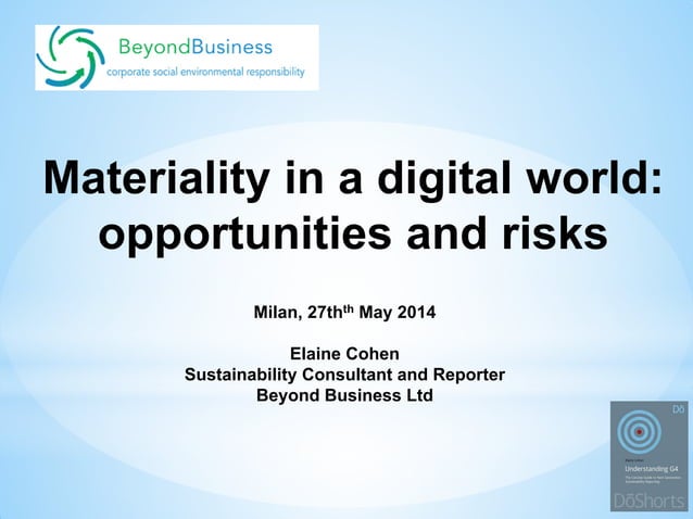 Materiality in a digital world - elaine cohen presentation at the ...