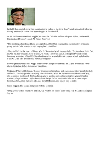 Google doodle honors Grace Hopper, "first lady of software" | PDF