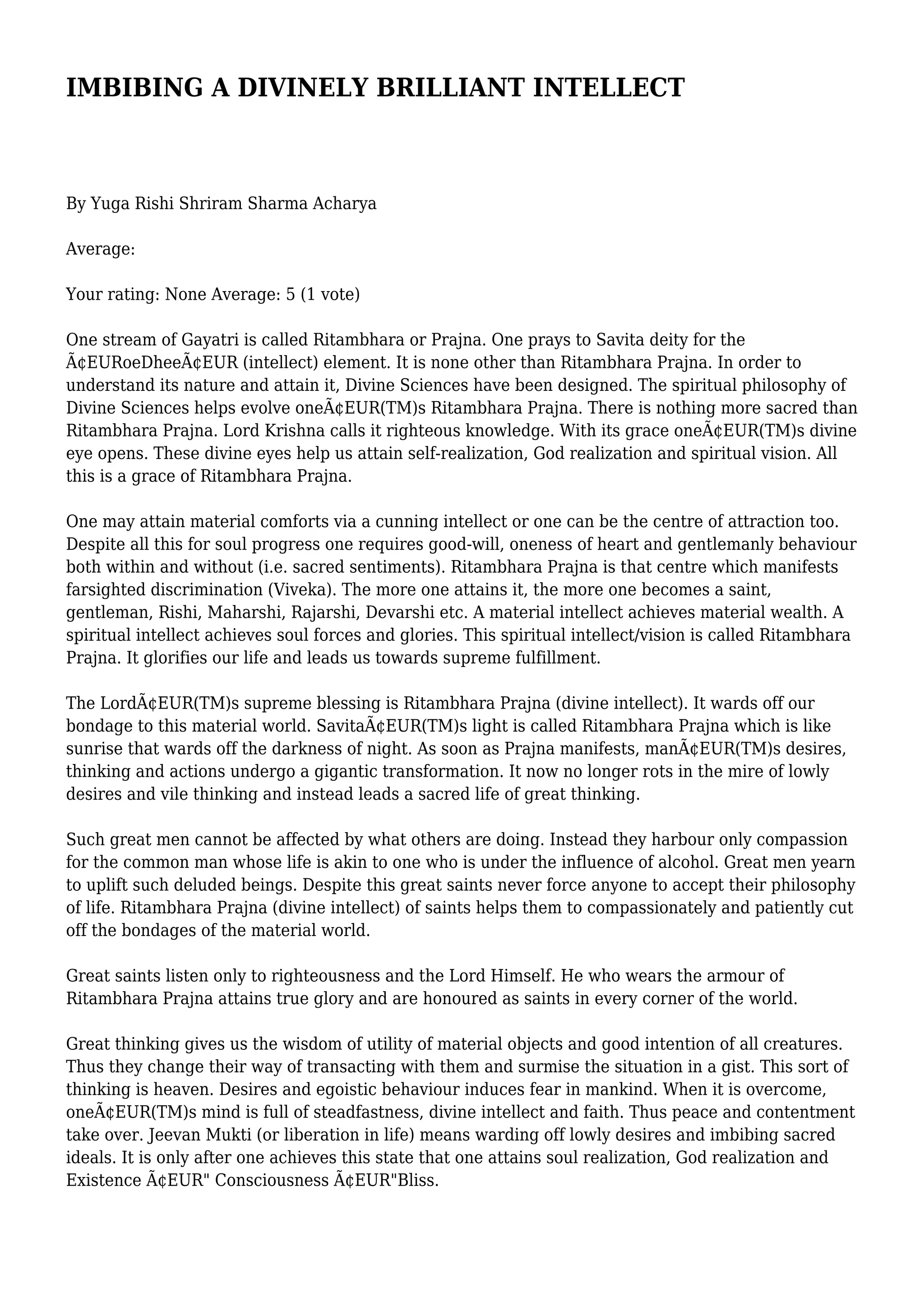 IMBIBING A DIVINELY BRILLIANT INTELLECT | PDF