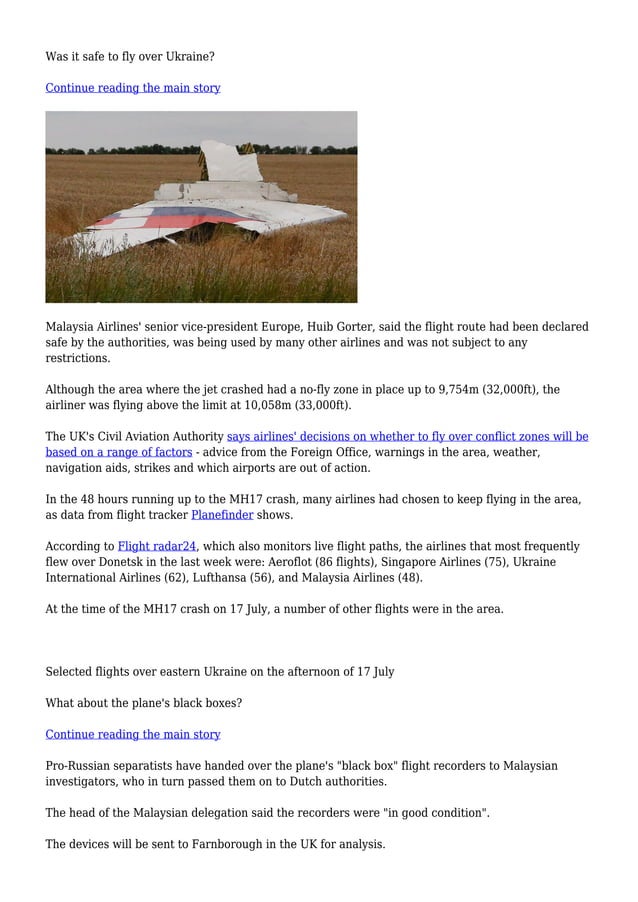 BBC News - MH17 Malaysia plane crash in Ukraine: What we know | PDF