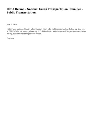 David Herron - National Green Transportation Examiner - Public Transportation. | PDF
