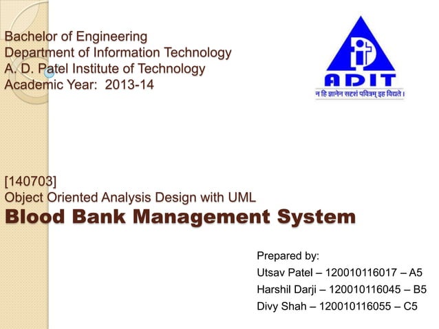 Blood Bank Management System (including UML diagrams) | PPTX ...