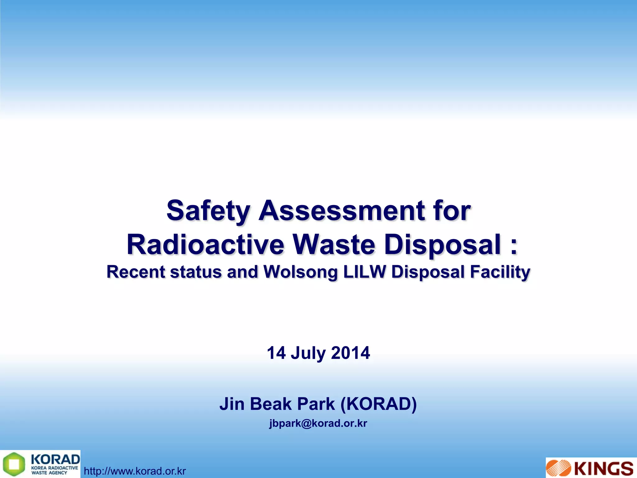 (140714) [park] safety assessment for radioactive waste disposal | PDF