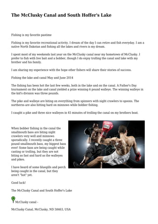 The McClusky Canal and South Hoffer's Lake | PDF