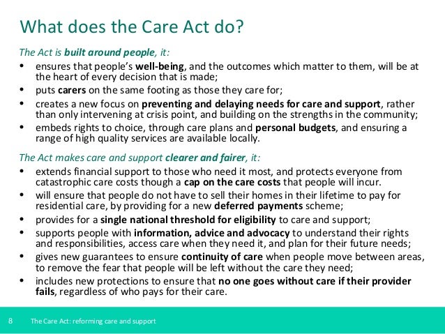 The Care Act 2014: Personalising care and support
