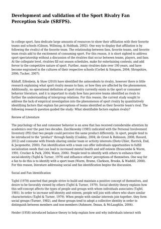 Development and validation of the Sport Rivalry Fan Perception Scale (SRFPS). | PDF