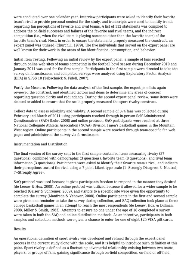 Development and validation of the Sport Rivalry Fan Perception Scale ...