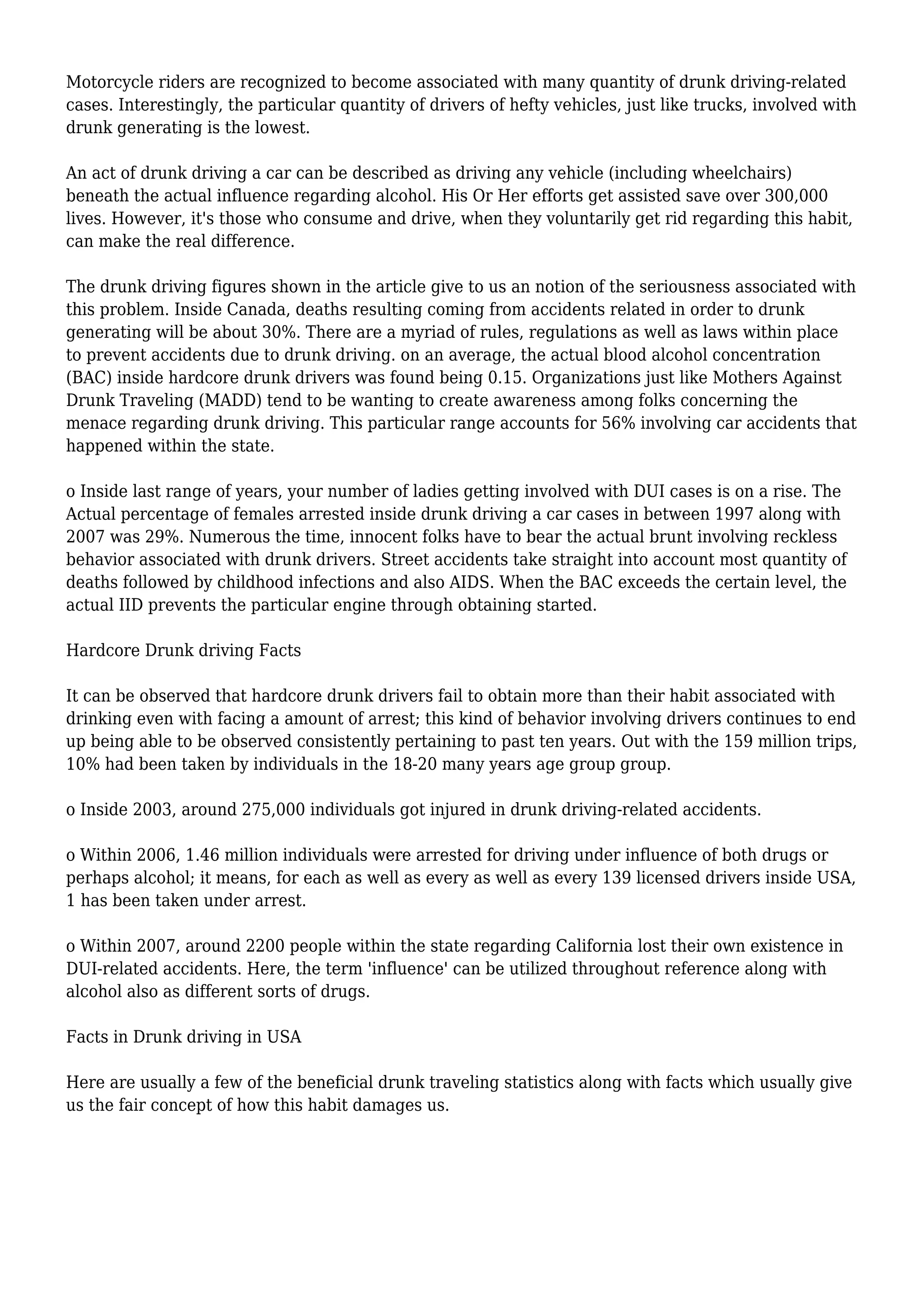 Drunk Driving Statistics | PDF