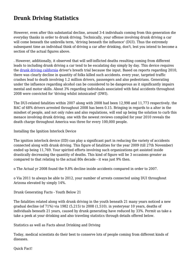 Drunk Driving Statistics | PDF