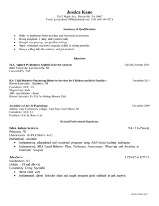 Jessica Kane - Resume 2015 - #3 | DOCX
