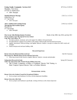 Jessica Kane - Resume 2015 - #3 | DOCX