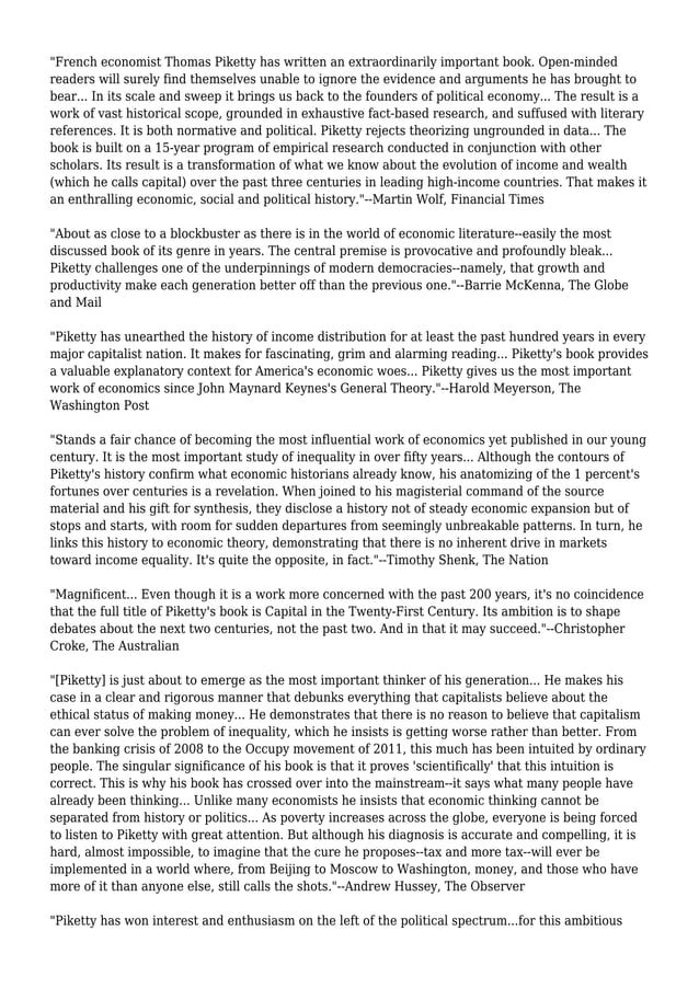 Capital in the Twenty-First Century — Thomas Piketty | PDF