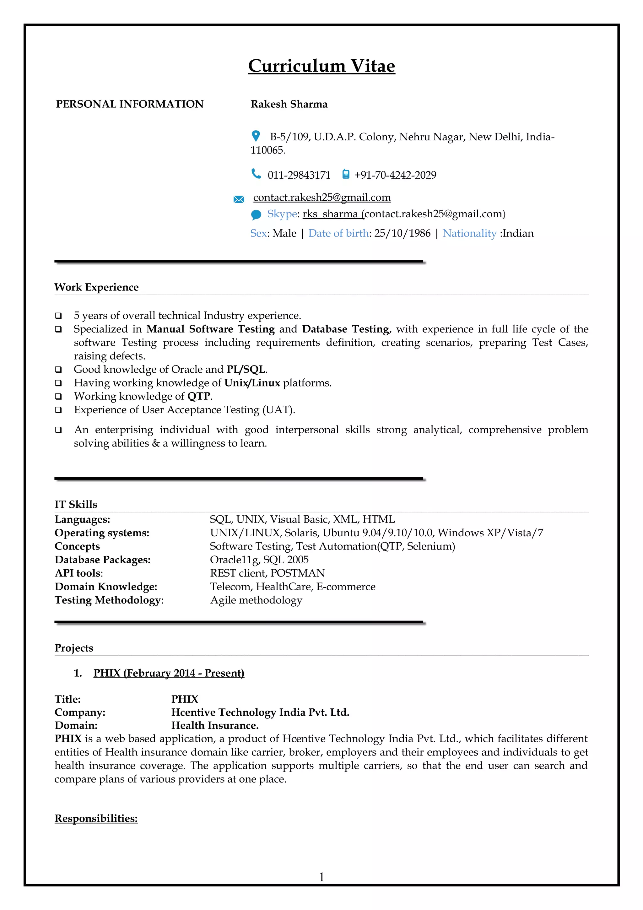 CV - Rakesh Sharma | DOC