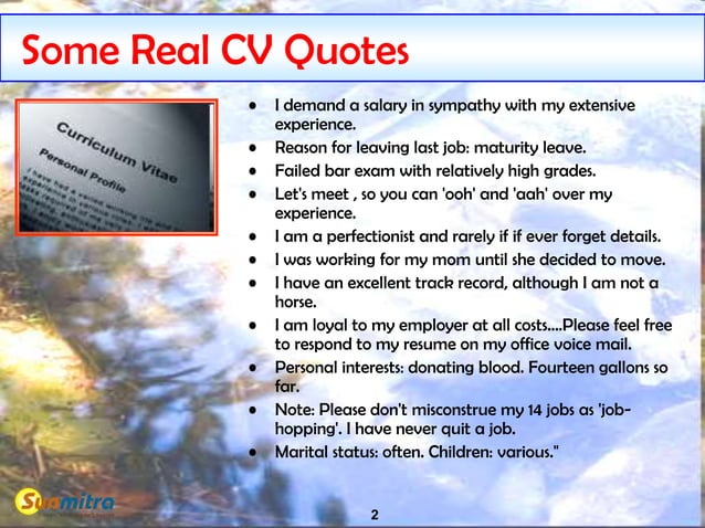 Preparing an Effective CV | PPT