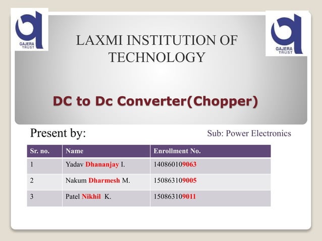 Dc to Dc Converter (chopper) | PPTX