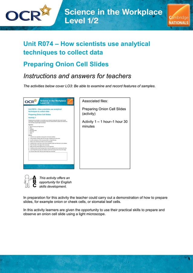 preparing-onion-cell-slides-lesson-element-teacher-instructions | PDF ...