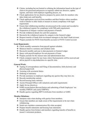 Job Description | DOC | Consumer Banking | Personal Finance