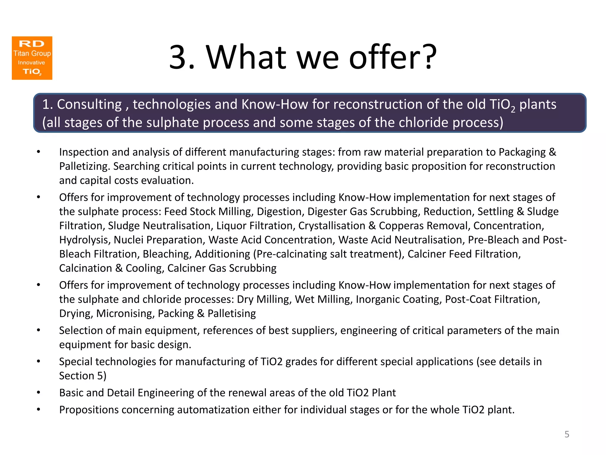 RD Titan Group Innovative TiO2. Full range of technologies for ...