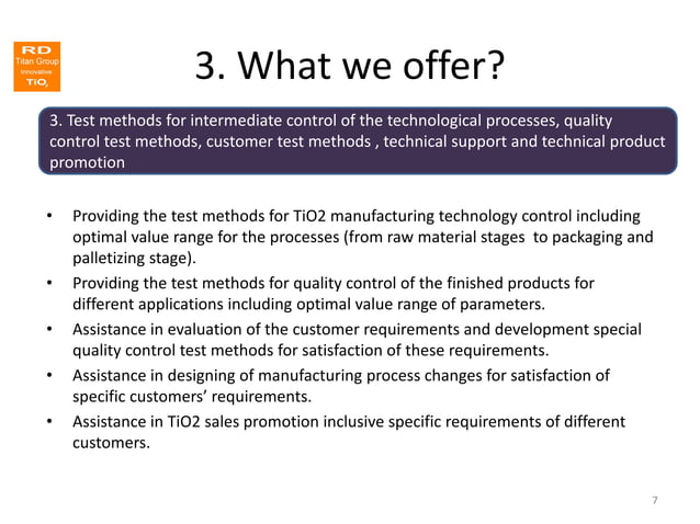 RD Titan Group Innovative TiO2. Full range of technologies for ...