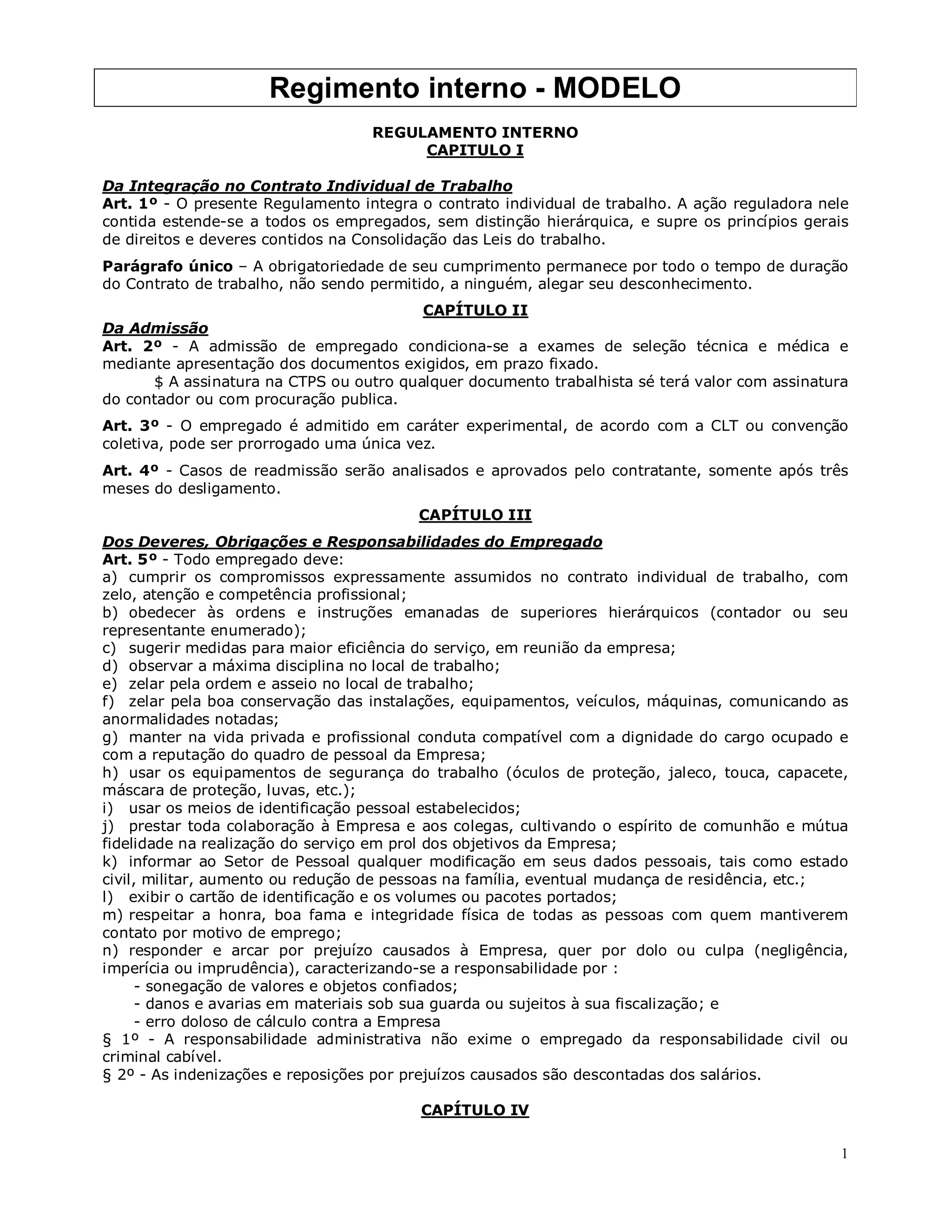 regimento interno - modelo padrão | PDF