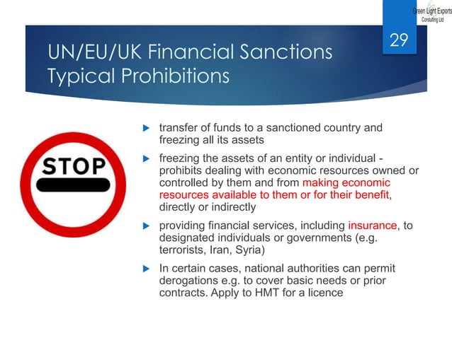 Compliance with Sanctions, Embargoes & Export Licensing (UK): Insurance ...