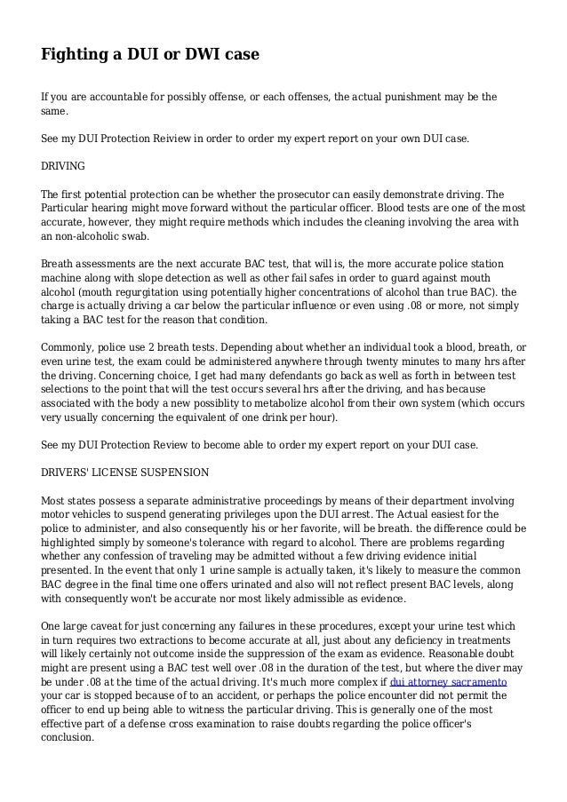 Fighting a DUI or DWI case