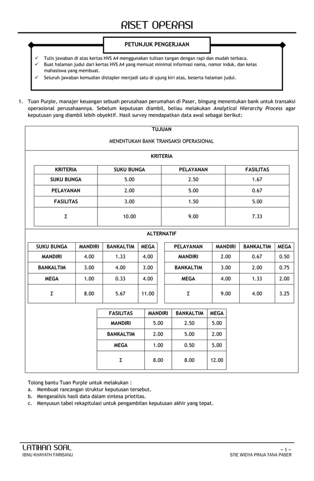 Soal Latihan UTS | PDF