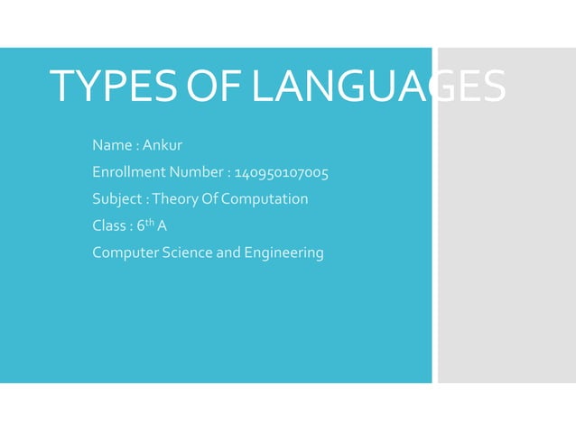 Types of Language in Theory of Computation | PPTX