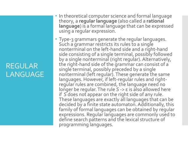 Types of Language in Theory of Computation