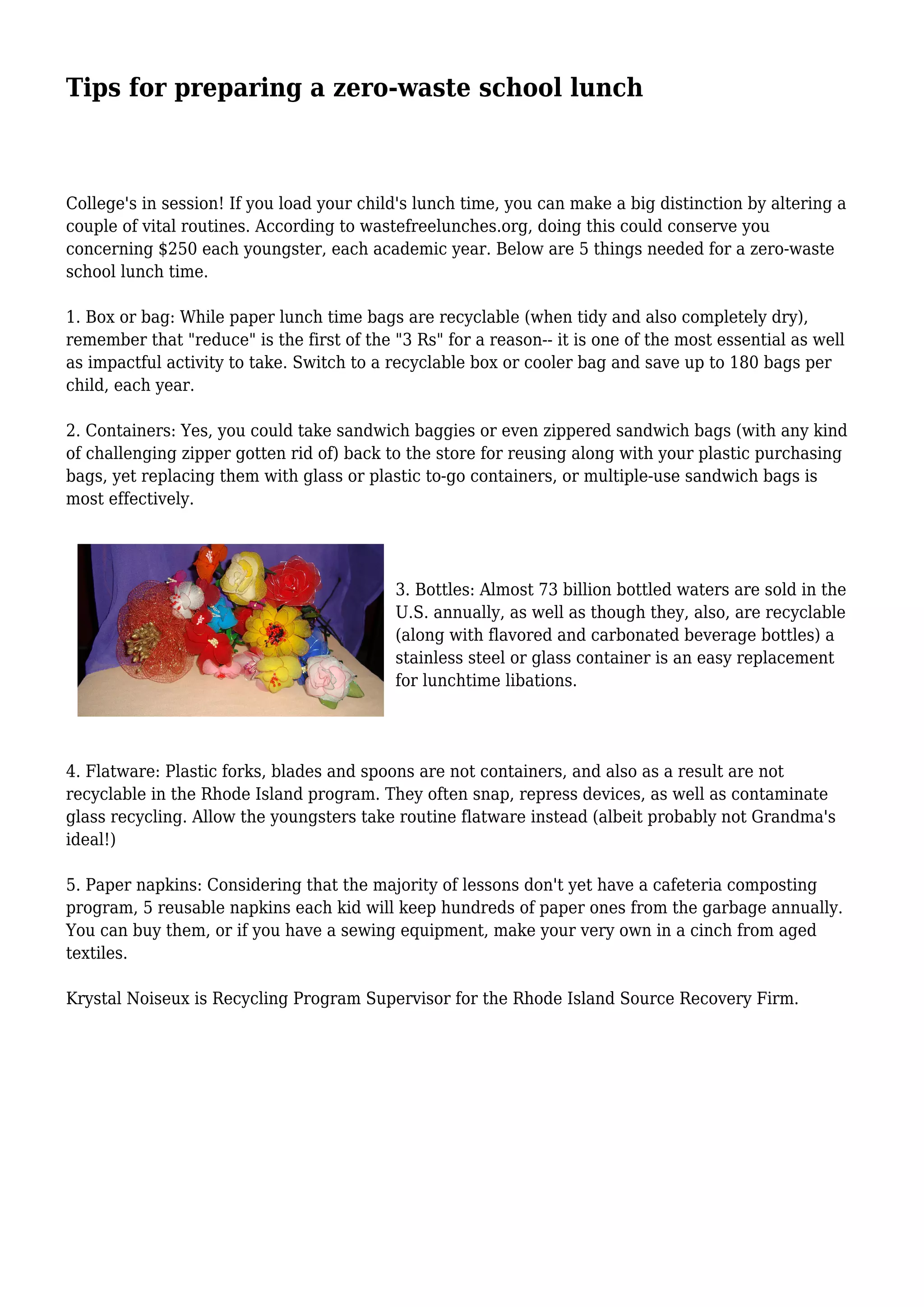 Tips for preparing a zero-waste school lunch | PDF