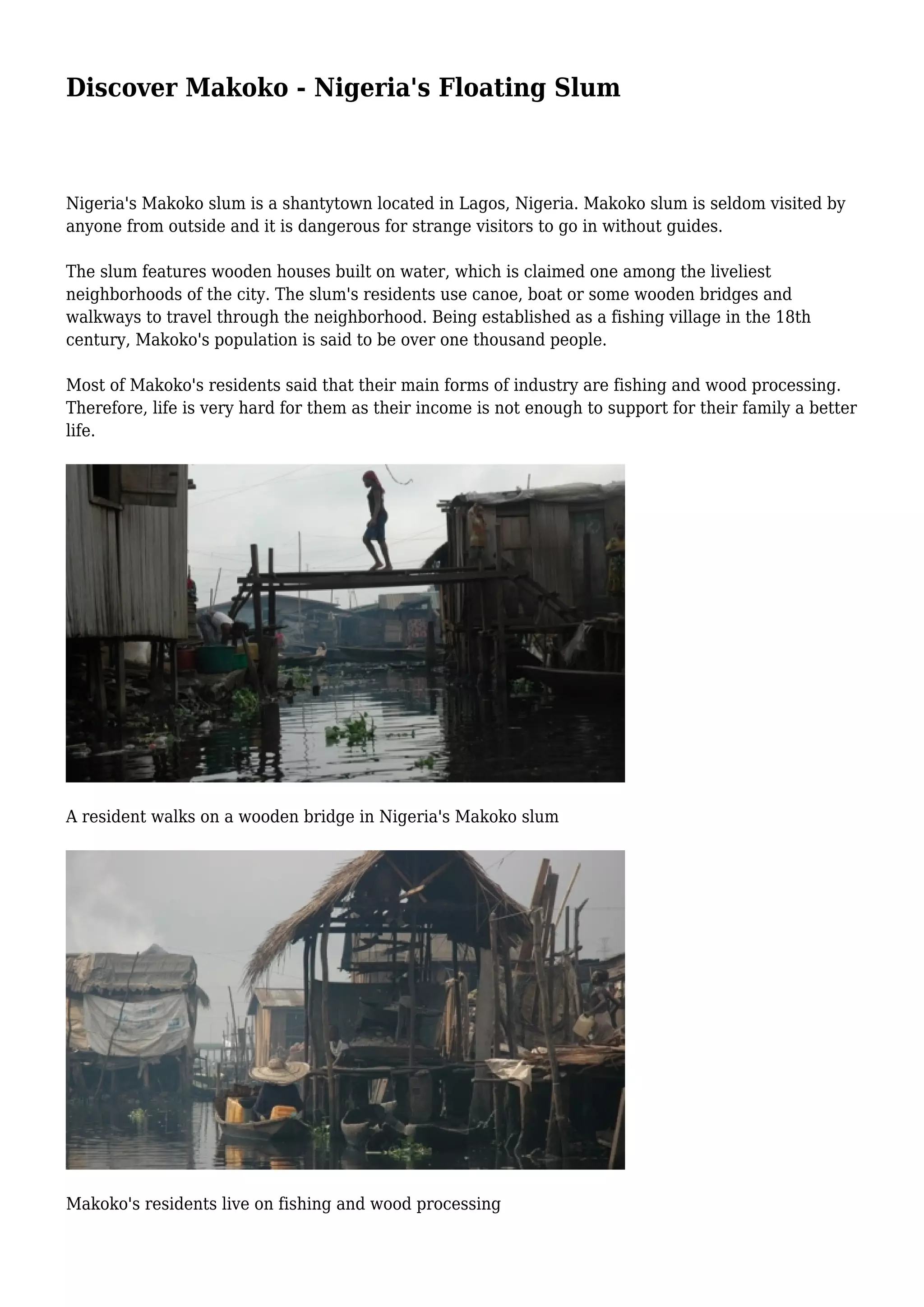 Discover Makoko - Nigeria's Floating Slum | PDF