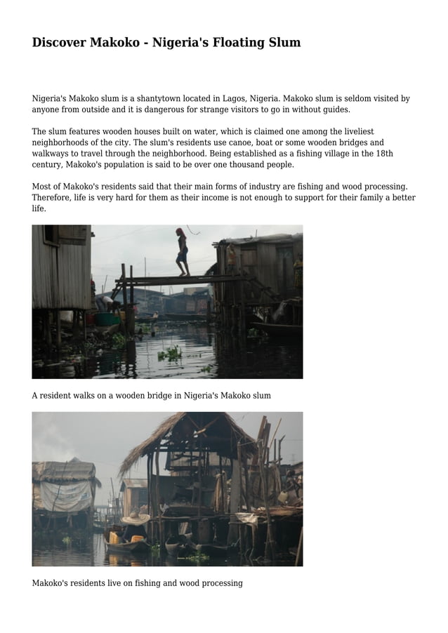 Discover Makoko - Nigeria's Floating Slum | PDF | Africa Travel ...