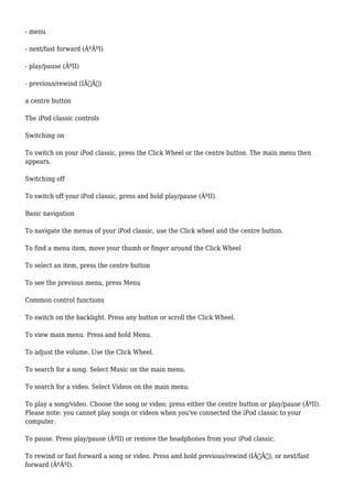 Ipod Classic User Guide | PDF