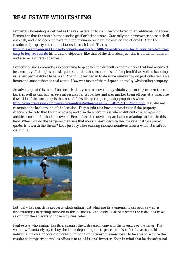 REAL ESTATE WHOLESALING REAL ESTATE WHOLESALING