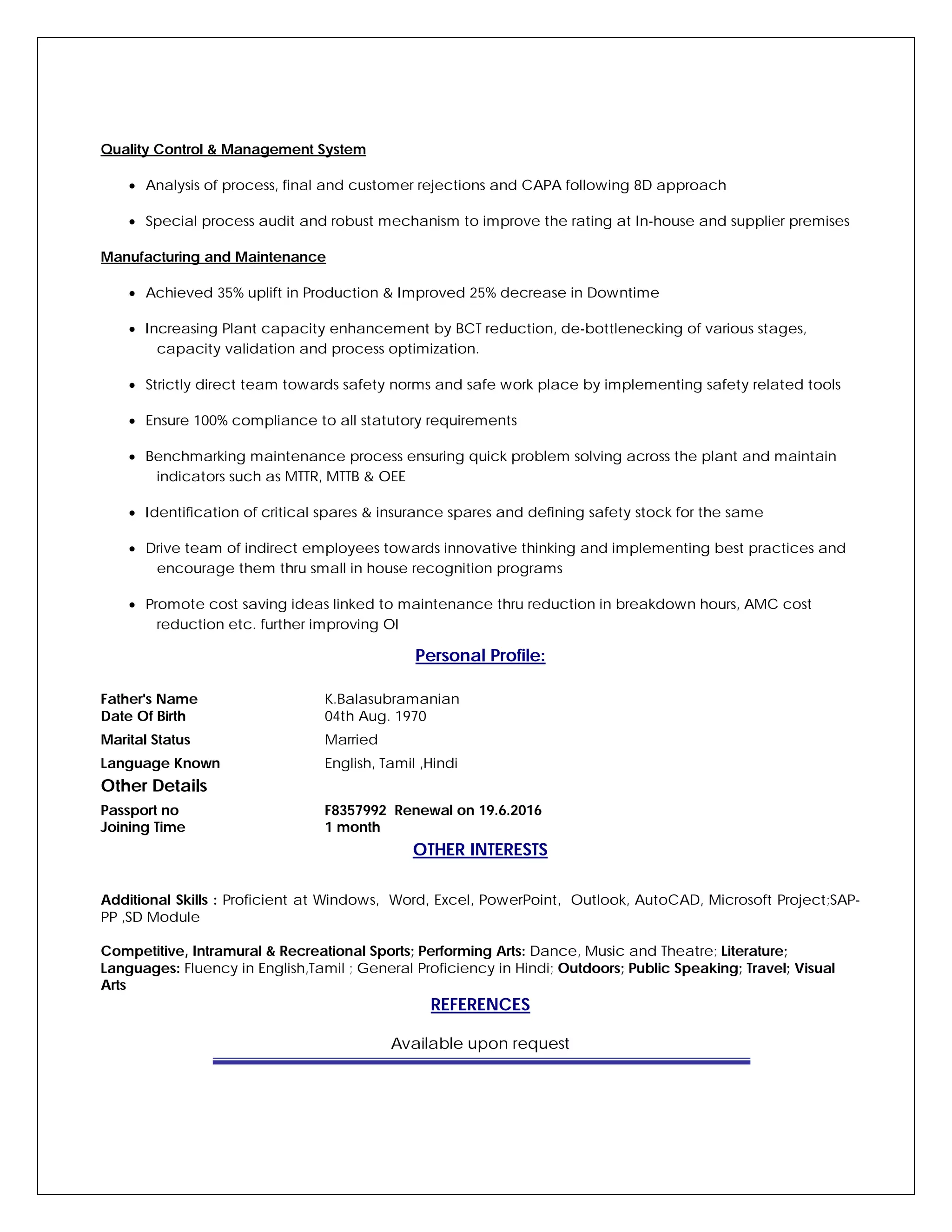 KBM resume18102015 | PDF