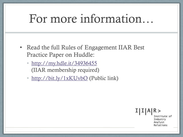 The IIAR 7+7+7 Rules of Engagement | PPT