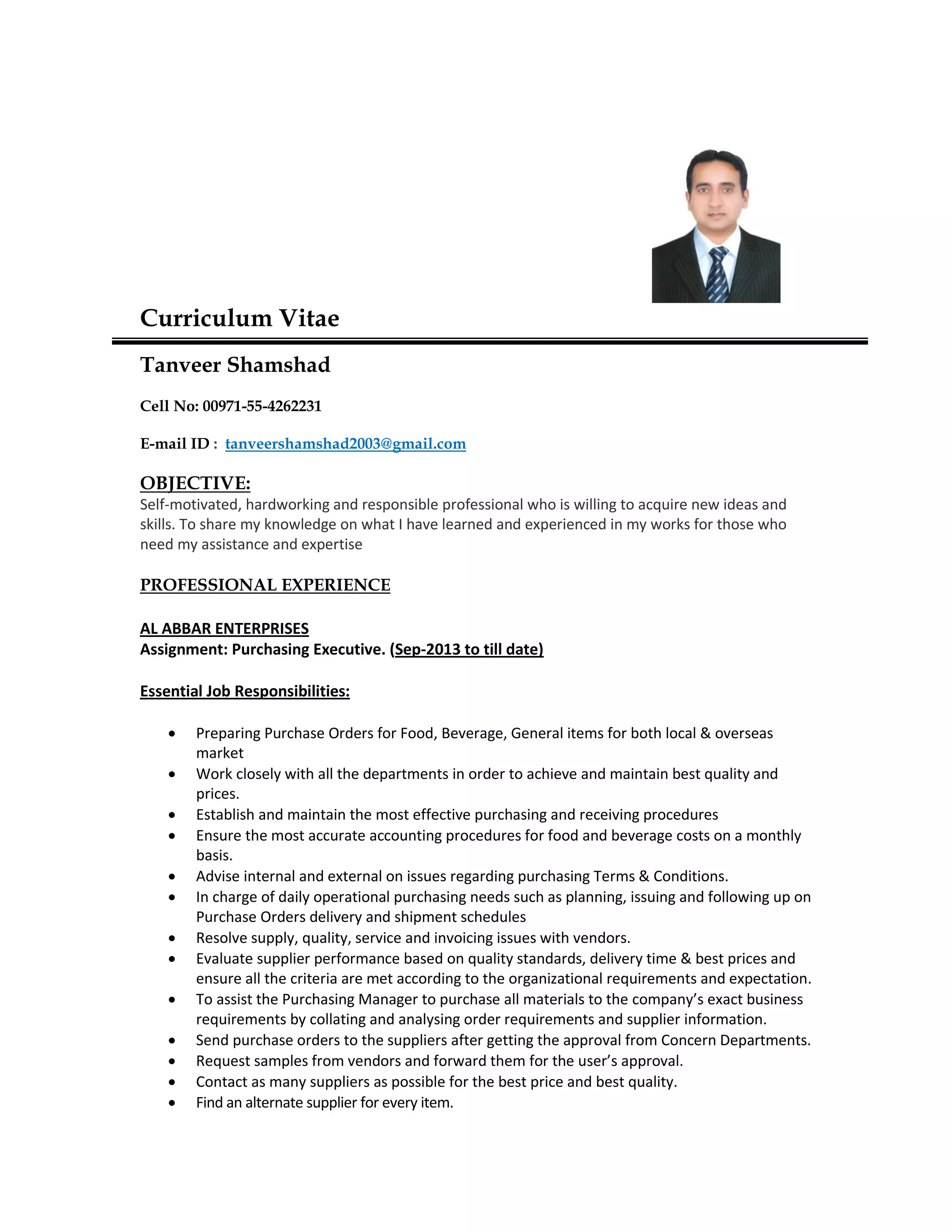 Tanveer Shamshad CV | PDF