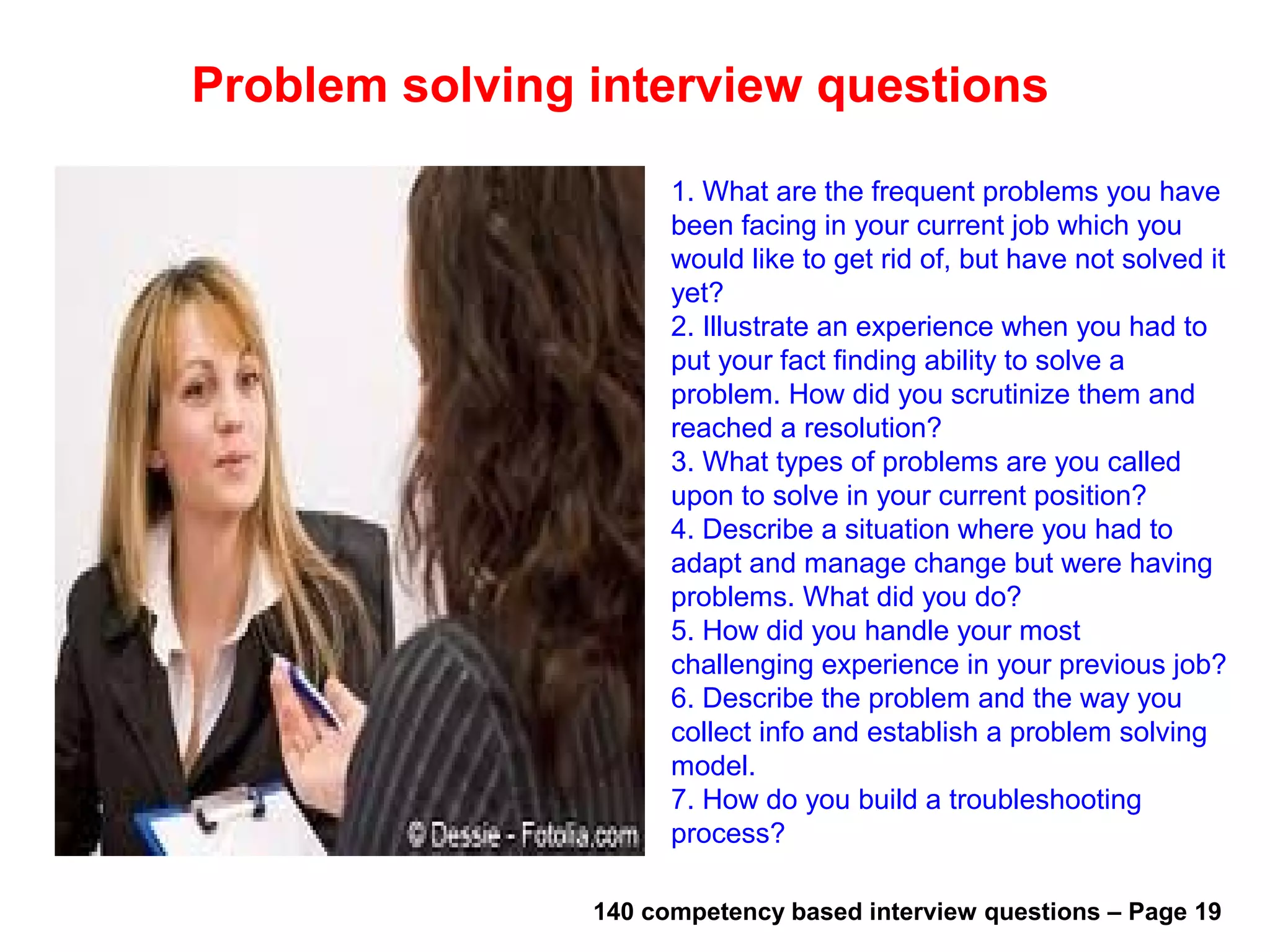 140 competency based interview questions | PDF | Resume Writing and ...