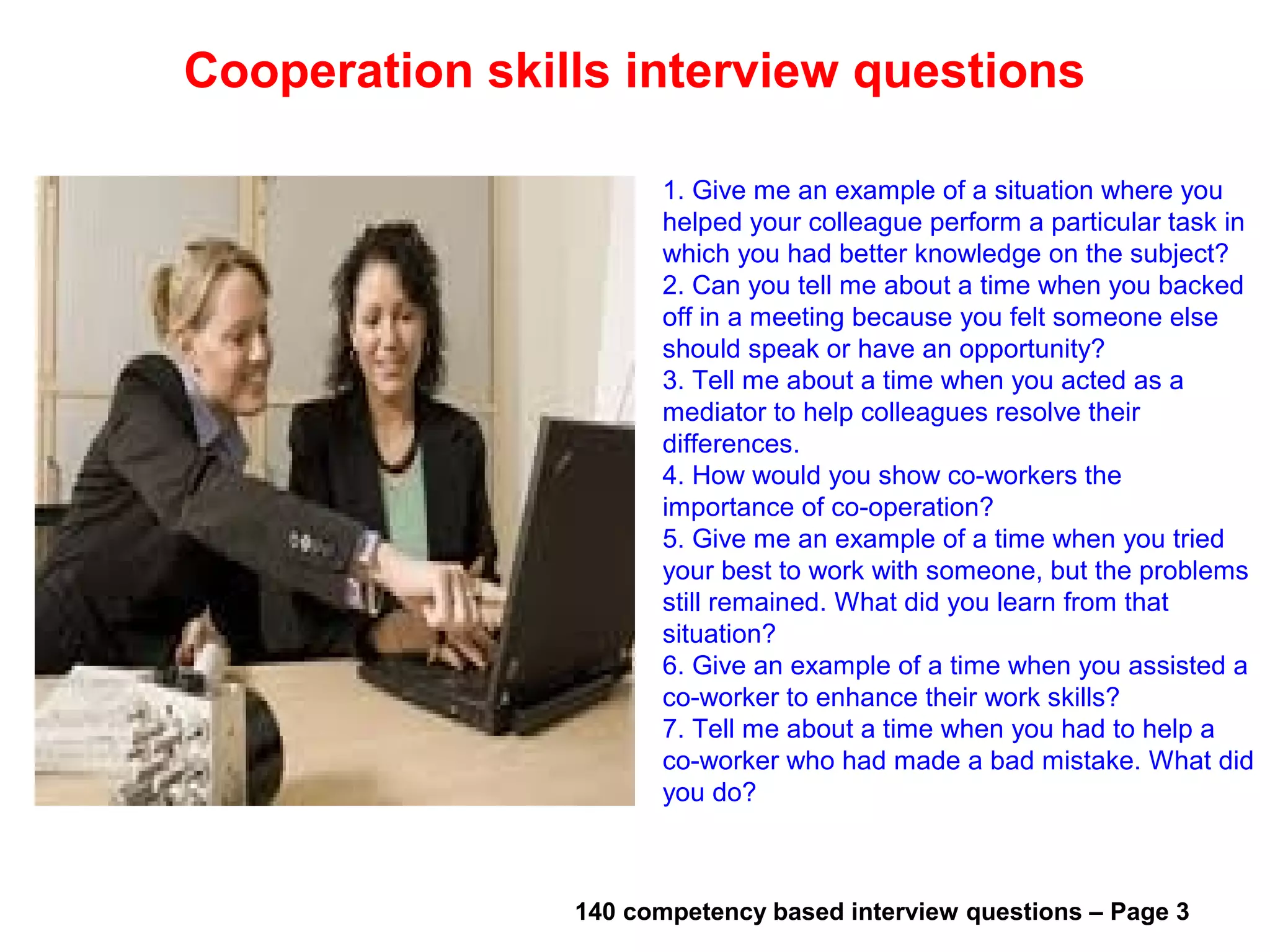 140 competency based interview questions | PDF | Resume Writing and Advice | Job Search