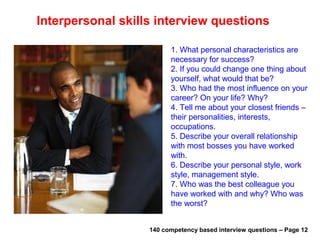 140 competency based interview questions | PDF | Resume Writing and ...