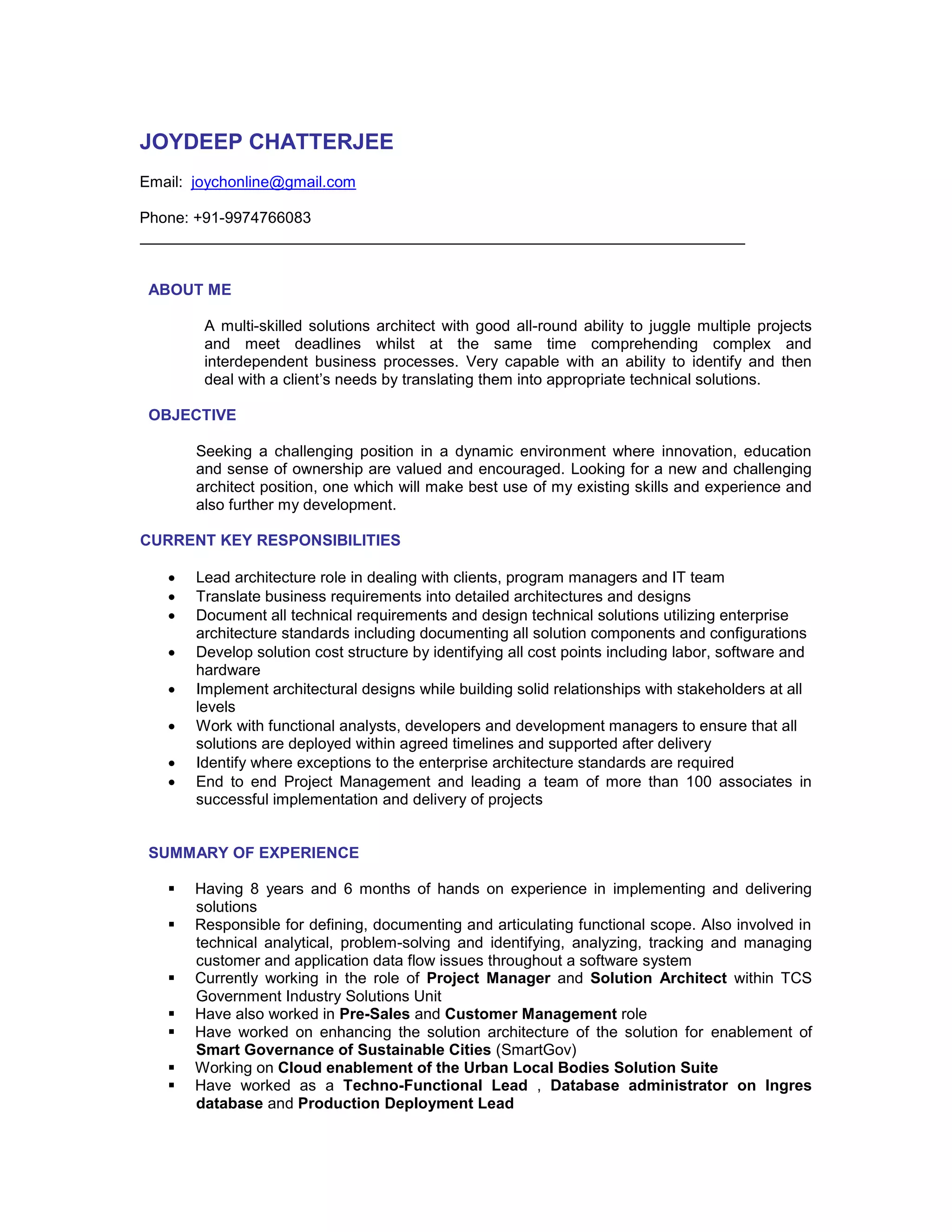 CV of Joydeep Chatterjee | PDF