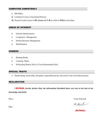 M.PAUL RESUME PDF | PDF