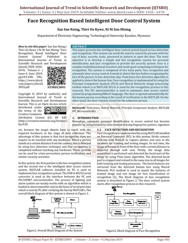 Face Recognition Based Intelligent Door Control System | PDF | Technology & Computing
