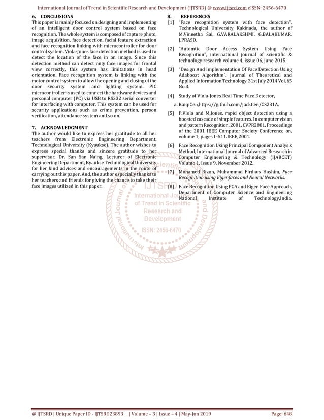 Face Recognition Based Intelligent Door Control System | PDF | Technology & Computing