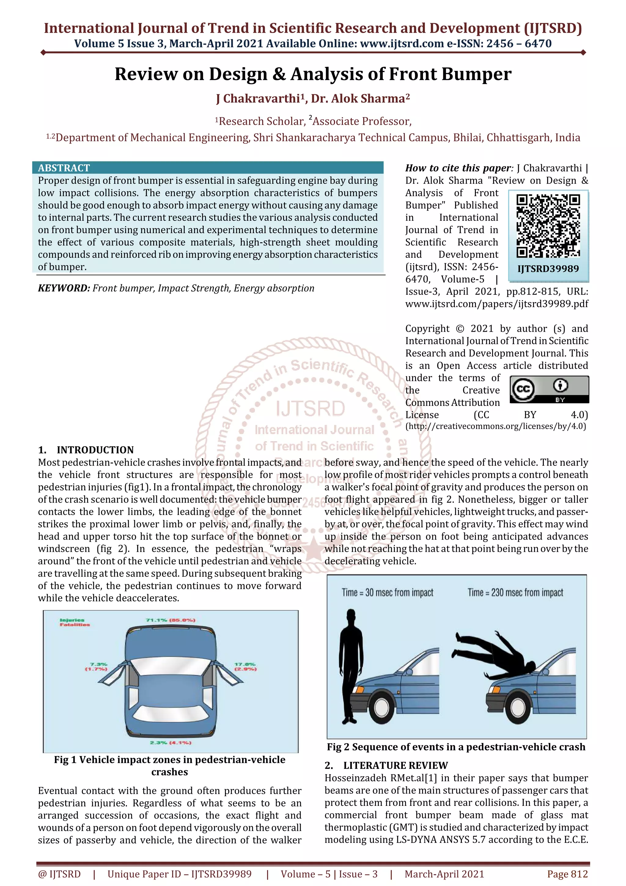 Review on Design and Analysis of Front Bumper | PDF
