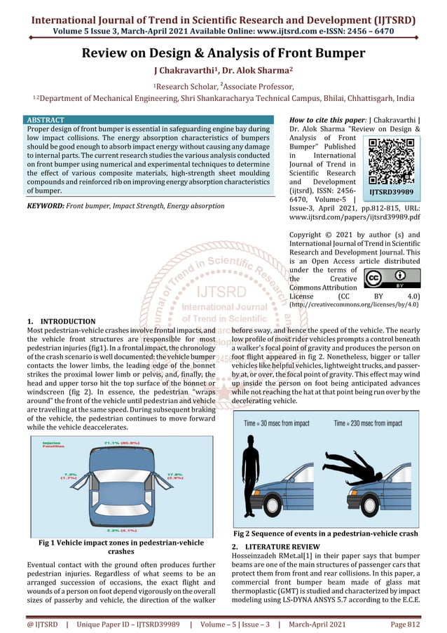 Review on Design and Analysis of Front Bumper | PDF