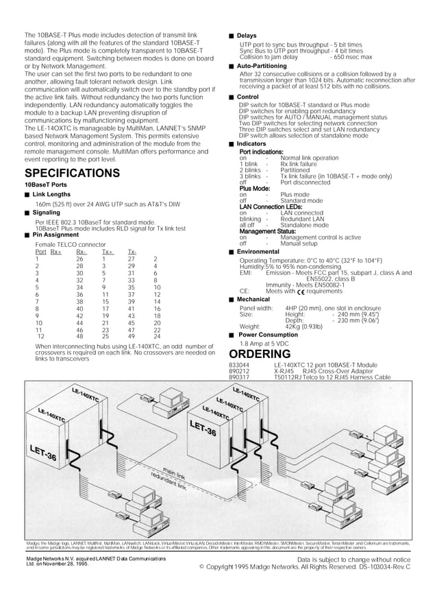 LE-140XTC - Ethernet module for LET-36 Chassis | PDF