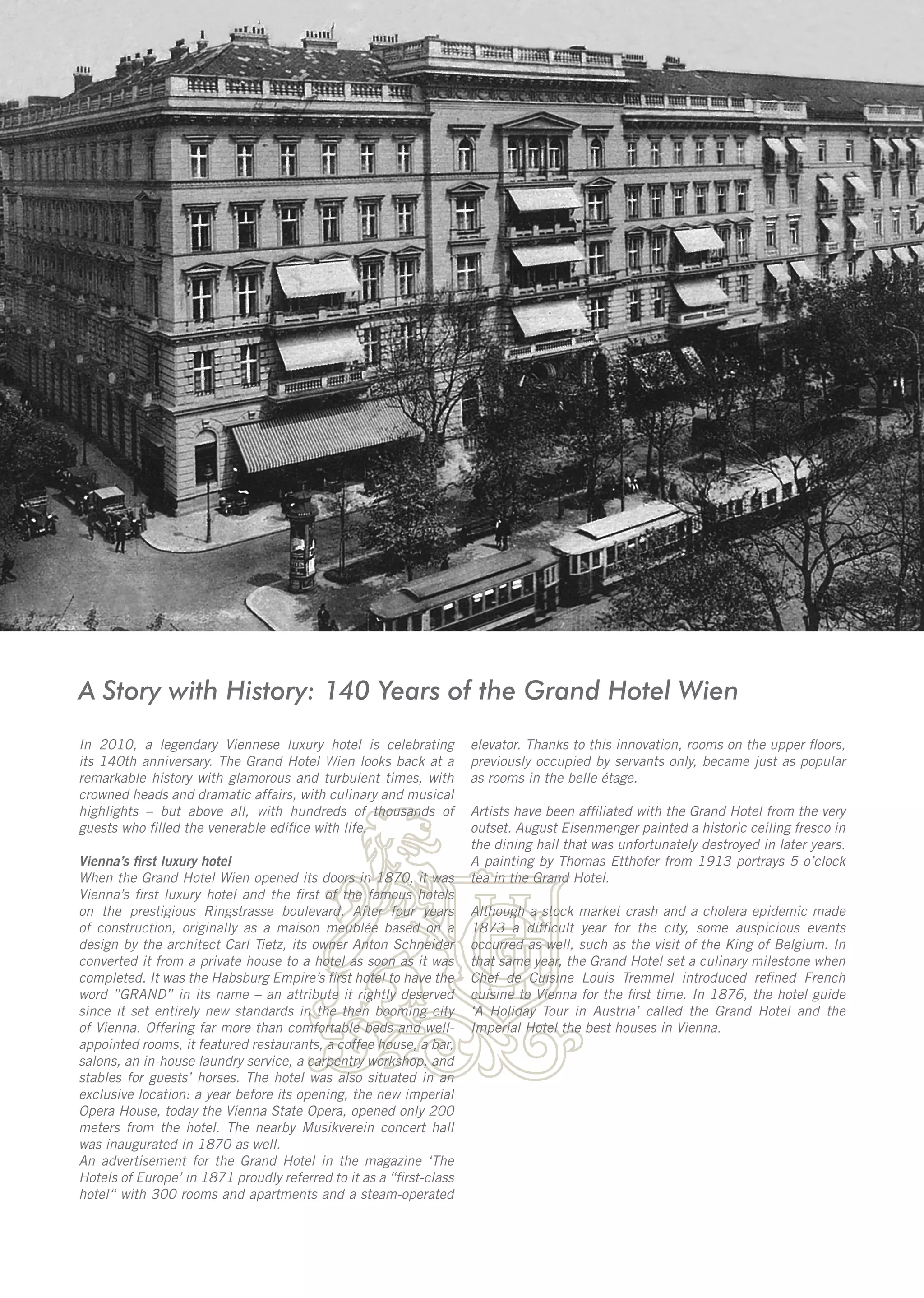 140 Years of the Grand Hotel Wien | PDF